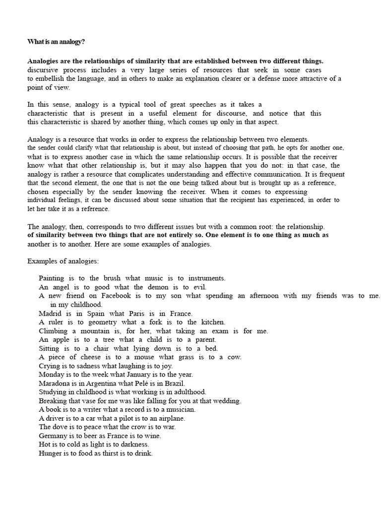 20 Examples of Analogies Explained | PDF | Discourse | Analogy