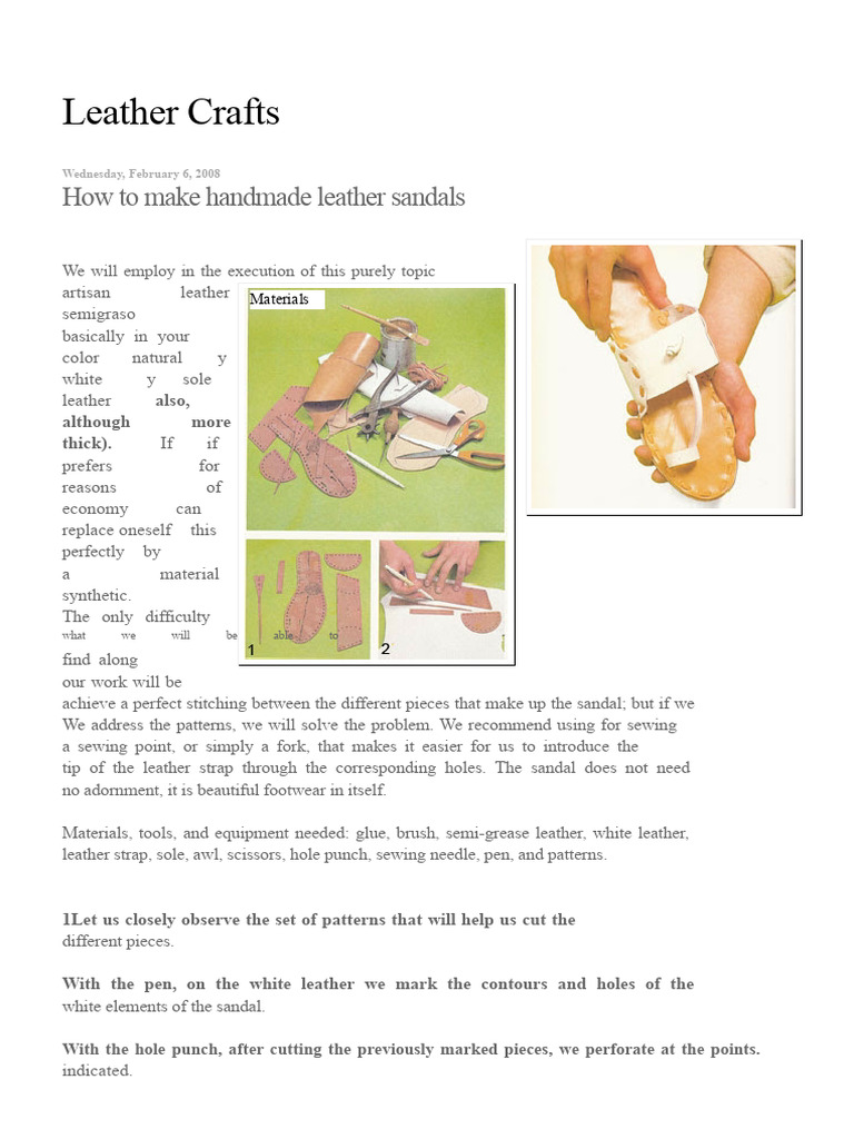 Leather Crafts: How To Make Handmade Leather Sandals | PDF | Sewing | Shoe