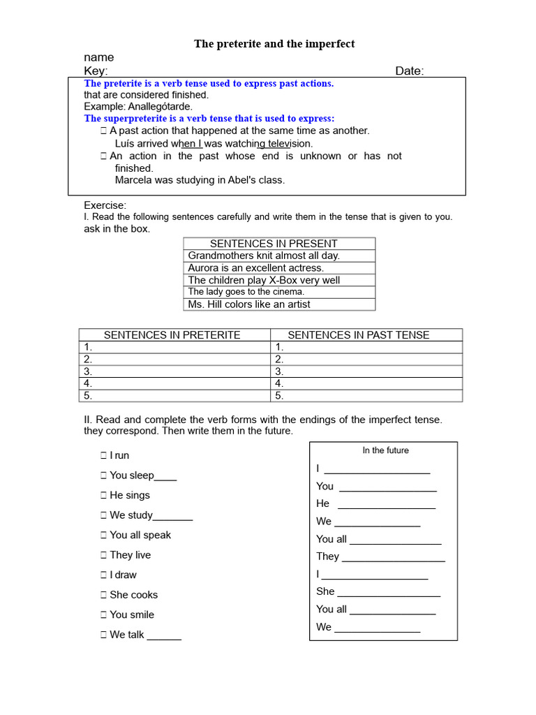 The Preterite and The Imperfect | PDF | Grammatical Tense | Verb