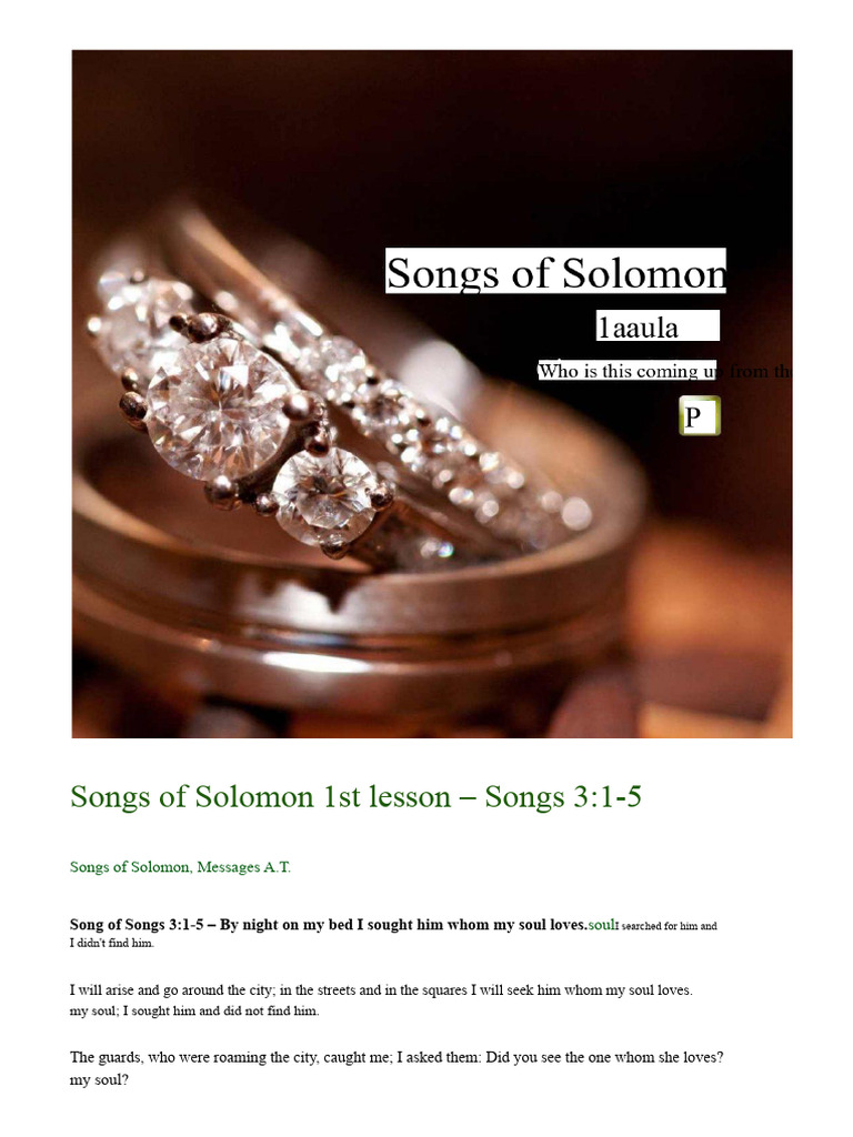 Songs of Solomon 1st Lesson - Songs 3:1-5 | PDF | Jesus | Eucharist