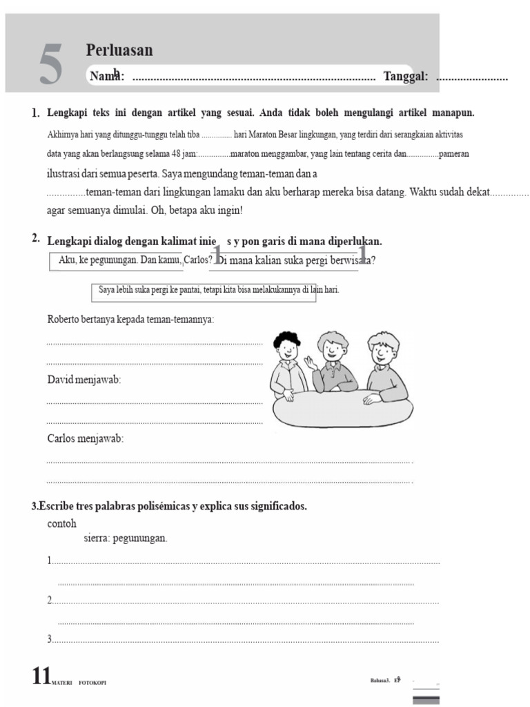 Tingkat Tiga Sekolah Dasar Bahasa SM Tema 5 Perluasan | PDF