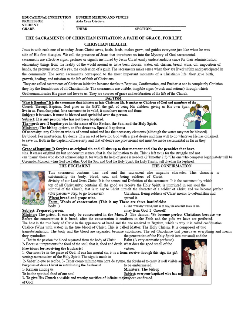 Sacraments of Christian Initiation - Third | PDF | Eucharist | Baptism