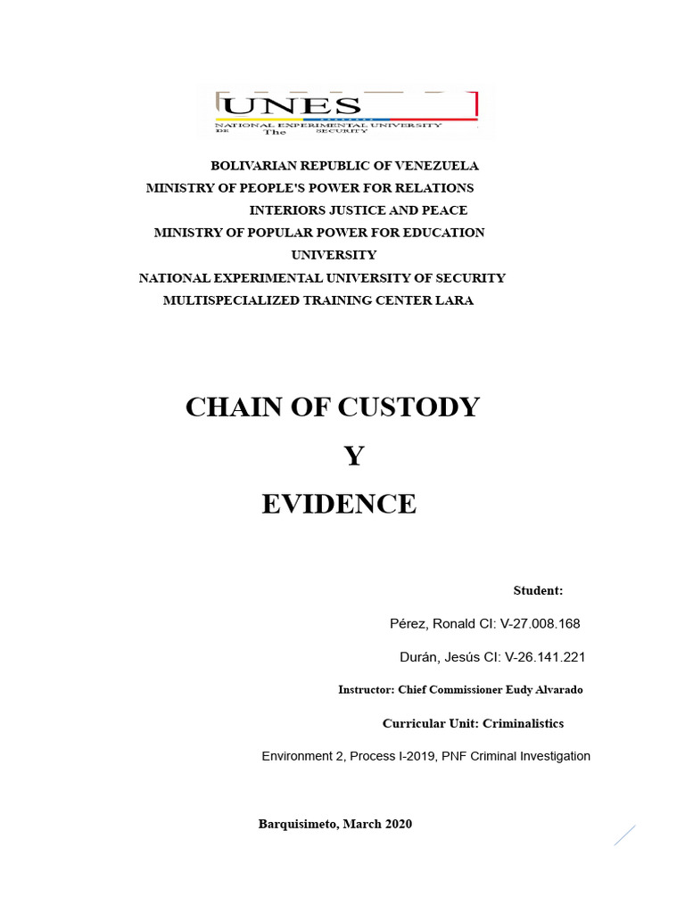 Chain of Custody in Criminal Evidence | PDF | Forensic Science | Evidence