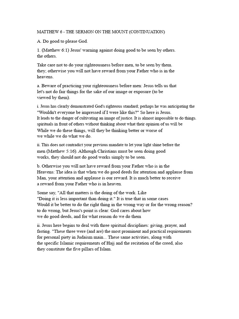 Explanation of Matthew 6:2-4 | PDF | Religious Belief And Doctrine ...