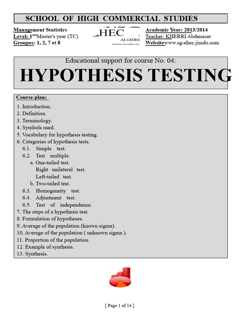 Hypothesis Testing: School of High Commercial Studies | PDF ...