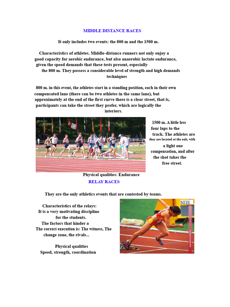 Middle Distance Races | PDF | Track And Field | Athletic Sports