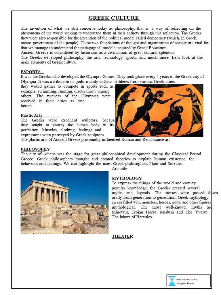 Greek Culture - 6TH Grade | PDF | Greek Mythology | Ancient Greece