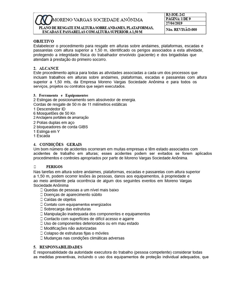 Plano de Resgate | PDF | Primeiros socorros | Tempo