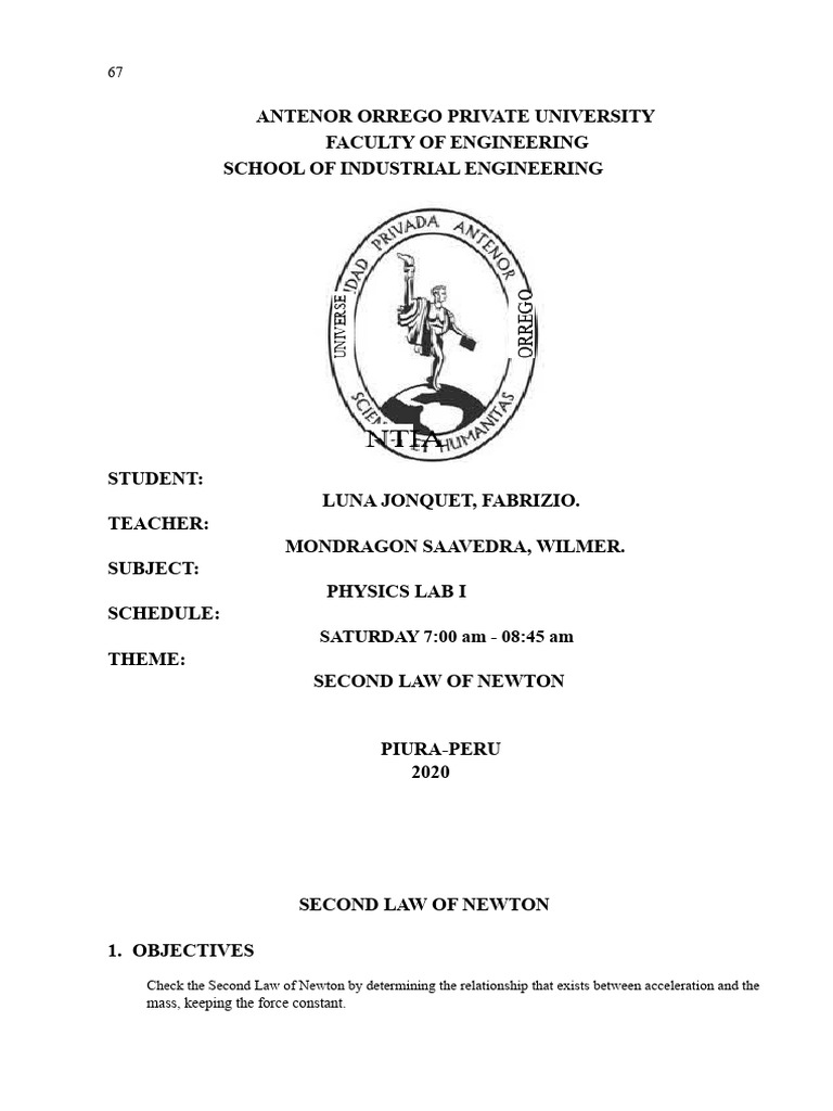 Newton's Second Law Experiment Analysis | PDF | Force | Mass