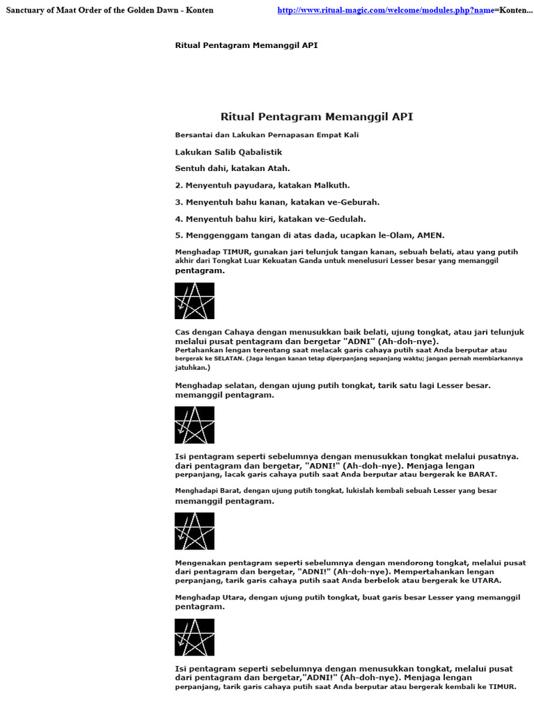 Ritual Pentagram di Ordo Golden Dawn | PDF