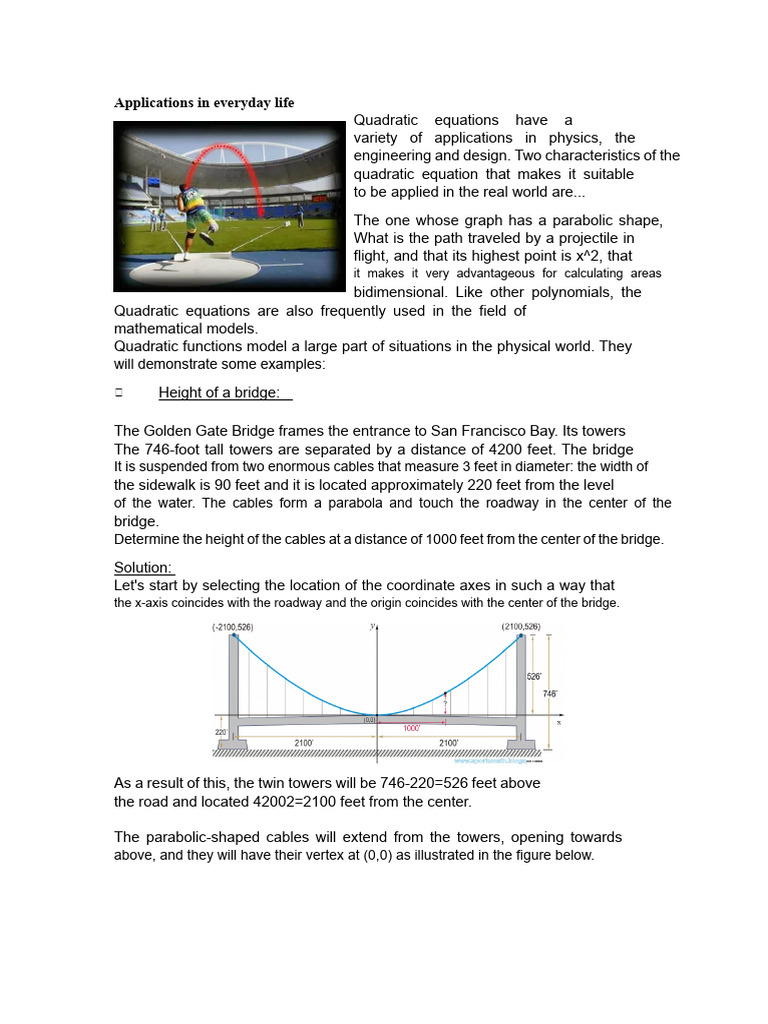 Real-World Applications of Quadratic Equations | PDF | Area | Quadratic ...
