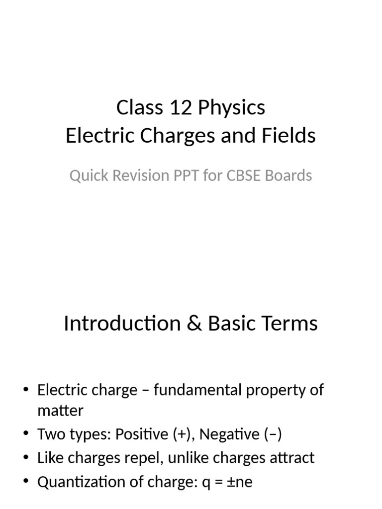 Class 12 Physics: Electric Charges Guide | PDF