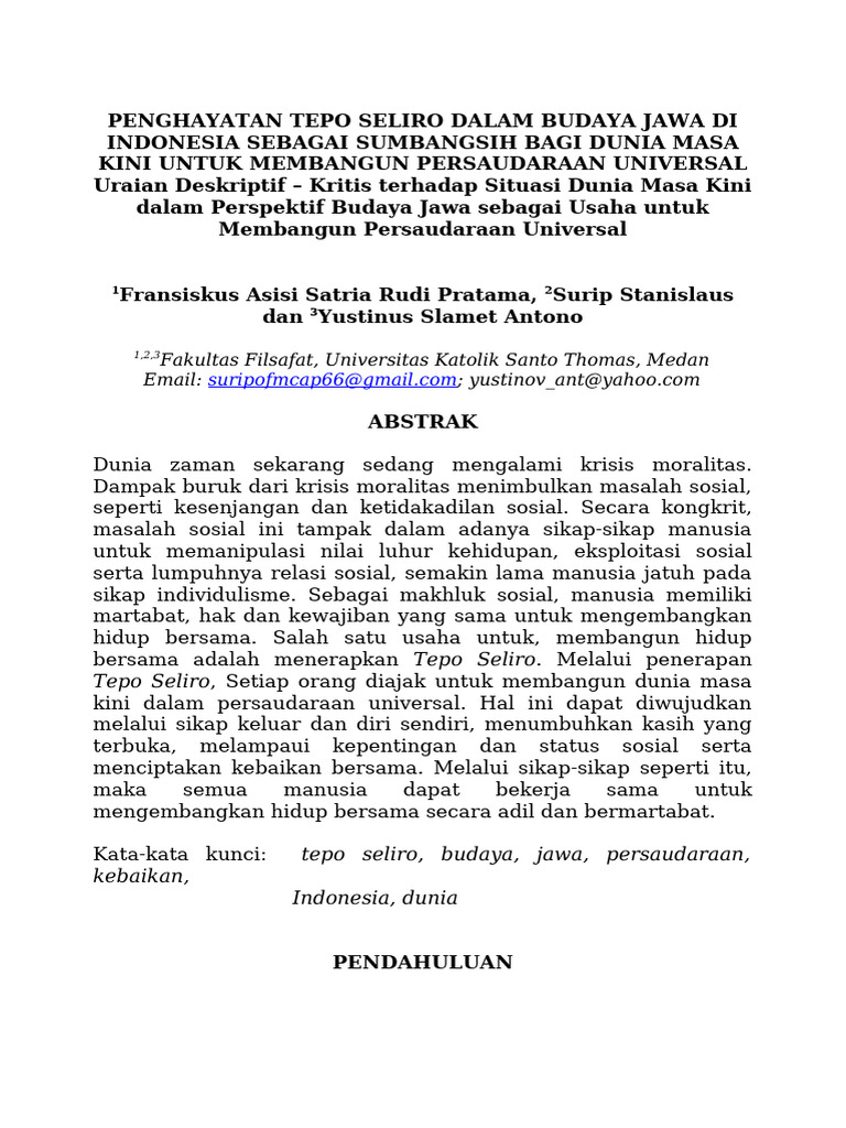Tepo Seliro: Membangun Persaudaraan | PDF