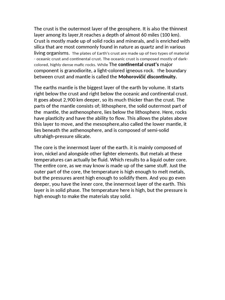 The Crust Is The Outermost Layer of The Geosphere | PDF