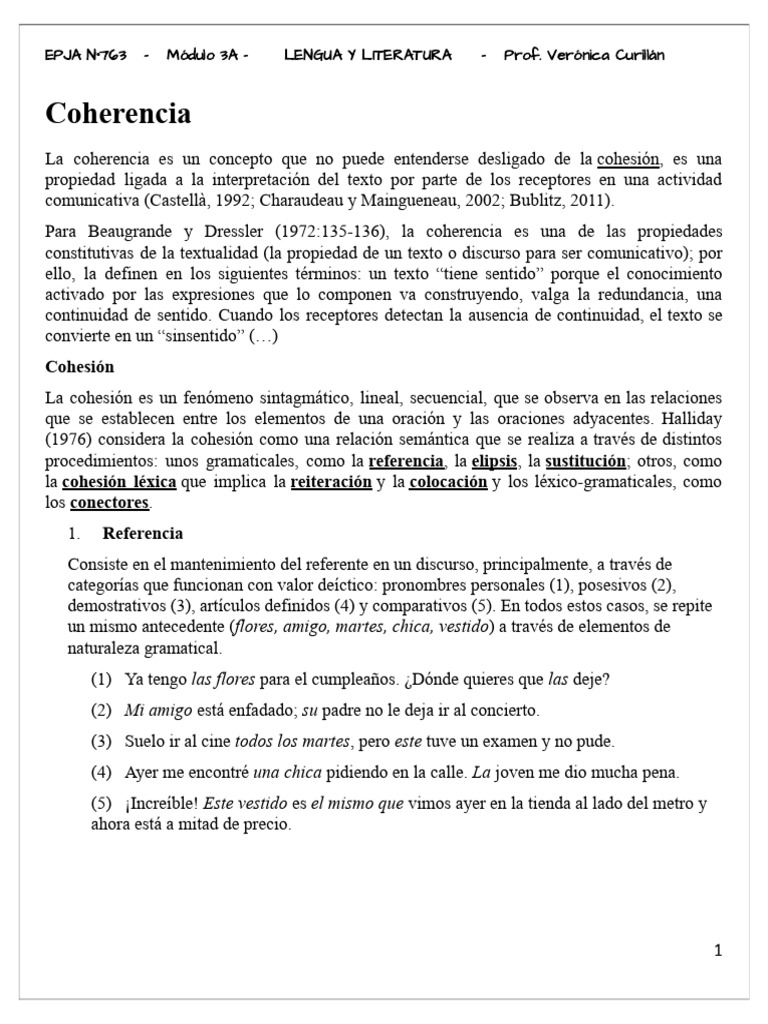 Coherencia y Cohesi-N (Teor-A) 2025 | PDF | Lingüística | Gramática