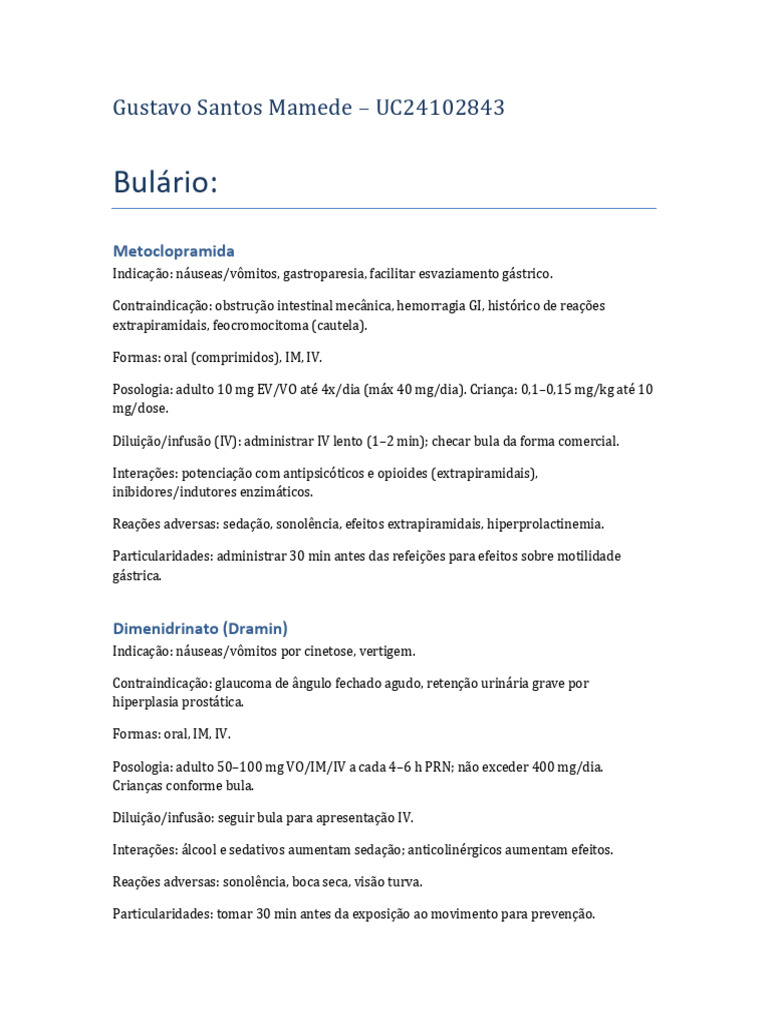 Bulario e Protocolo (1) | PDF | Hipoglicemia | Vitamina B12
