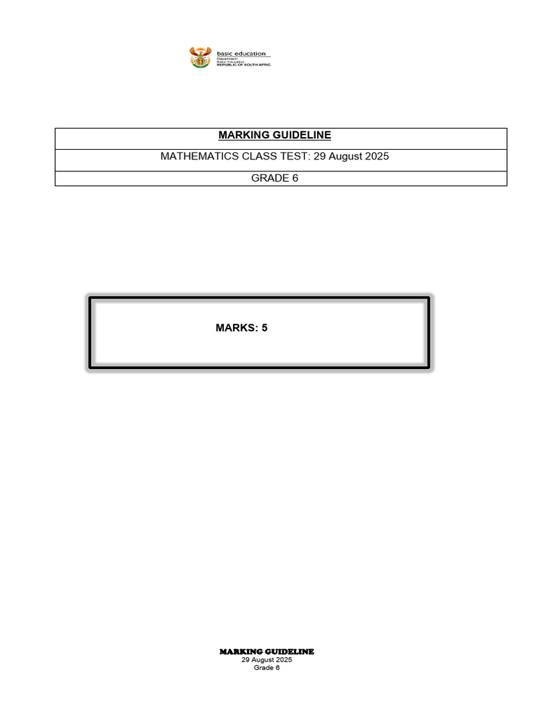 Grade 6 Math Test Marking Guide | PDF | Shape | Polytopes