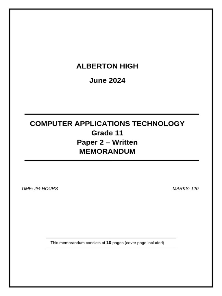 Cat Gr11 Theory June2024 Memo | PDF | Computer Data Storage | World ...