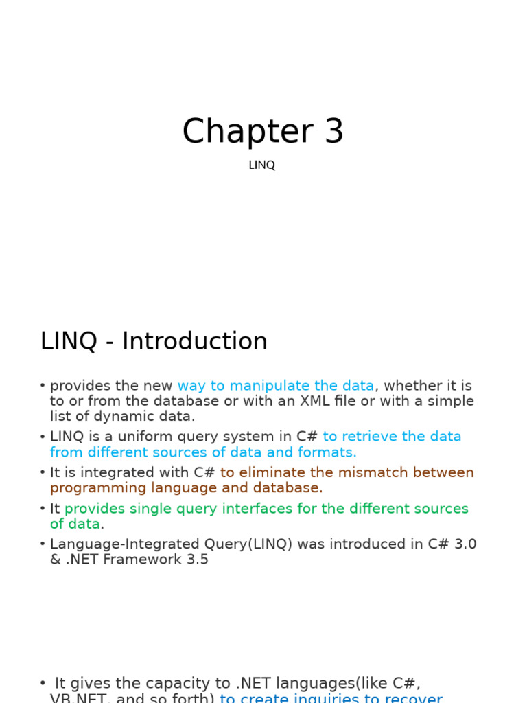 Chapter 3_LINQ (2) | PDF | Language Integrated Query | C Sharp (Programming Language)