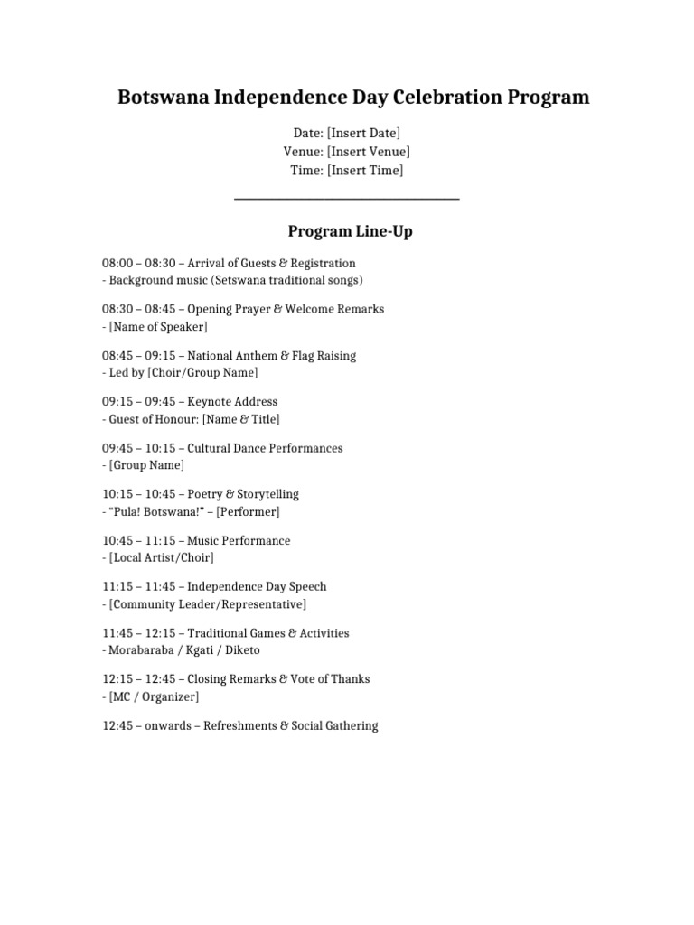 Botswana Independence Day Program | PDF