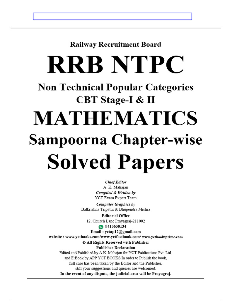 RRB NTPC CBT I & II Mathematics Chapterwise Solved Papers English | PDF | Trigonometry ...