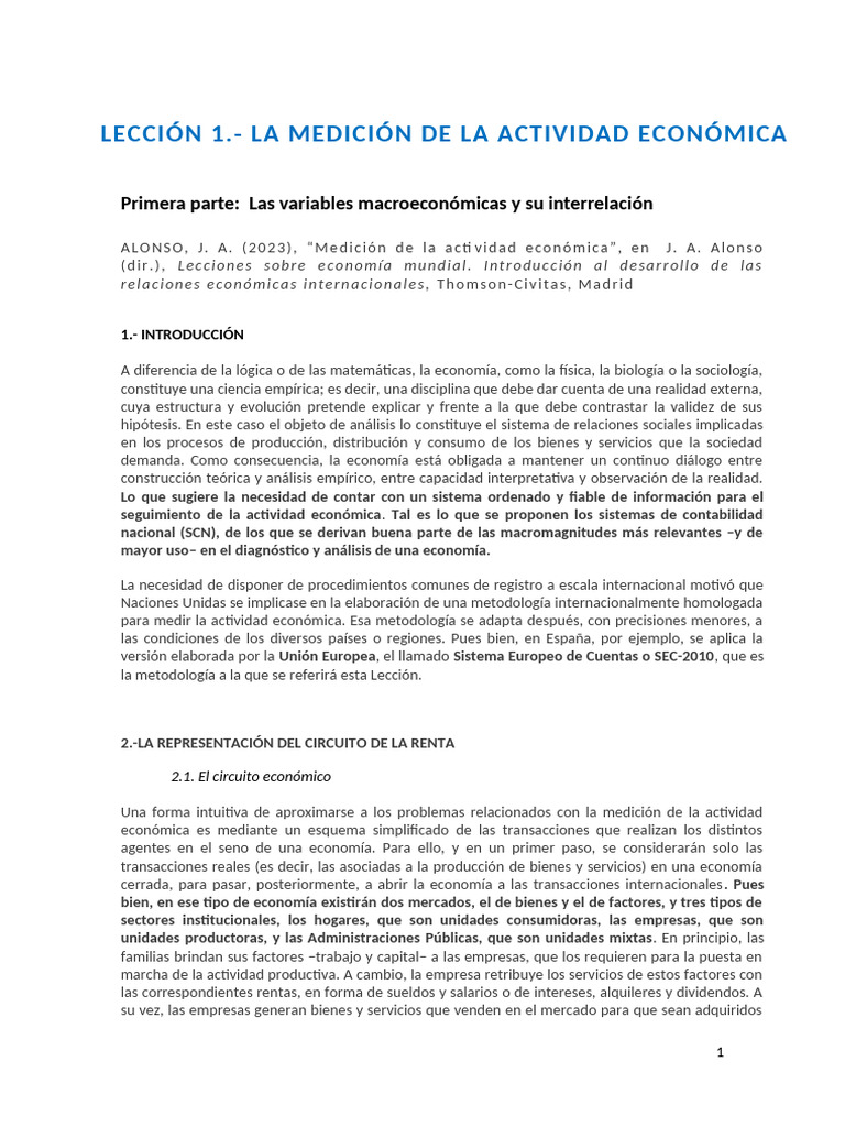 Lecci N 1. - La Medici N de La Actividad Econ Mica - Tagged | PDF ...
