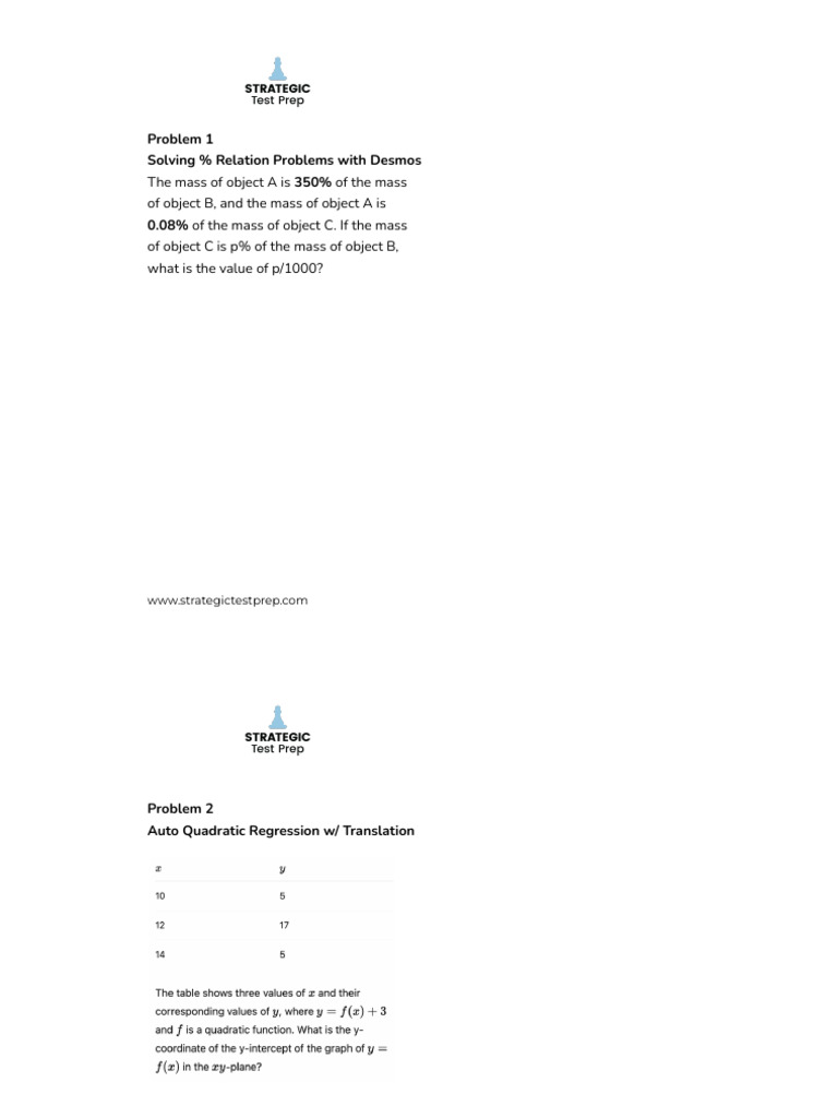 October SAT Predictions Problem Set | PDF