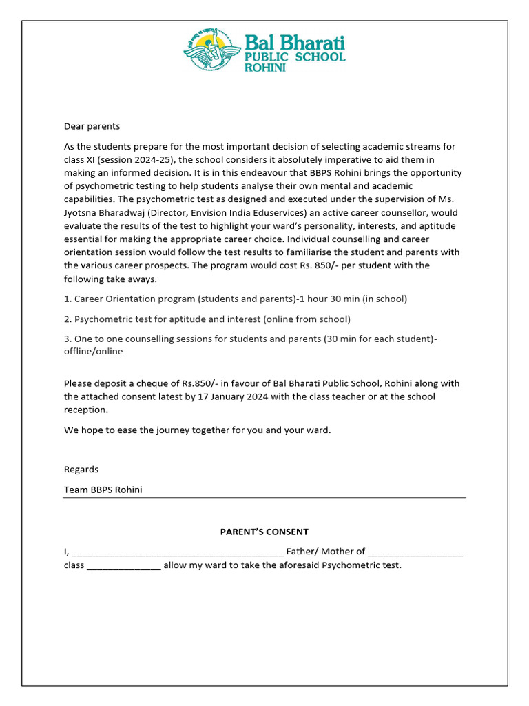 Psychometric Test Circular | PDF