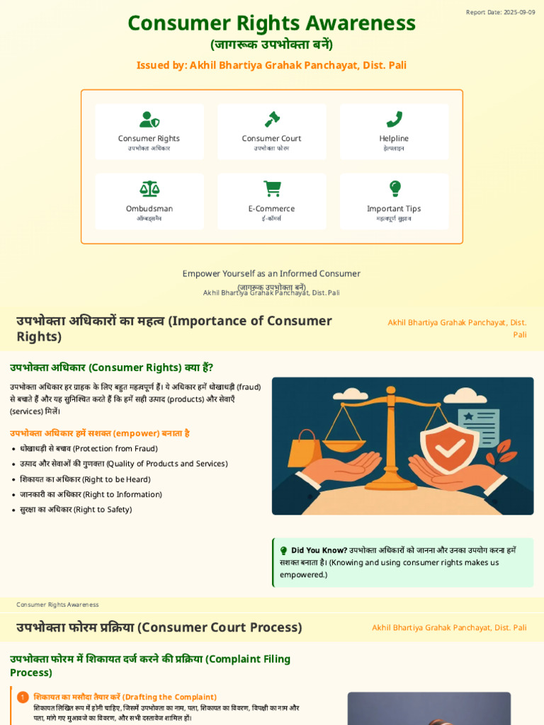 Consumer Rights Awareness (उपभोक्ता अधिकार जागरूकता) | PDF