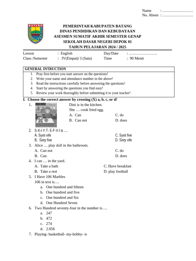 Soal Mid Semester 1 Bahasa Inggris Kelas 4 2025-2026 | PDF | Chess ...