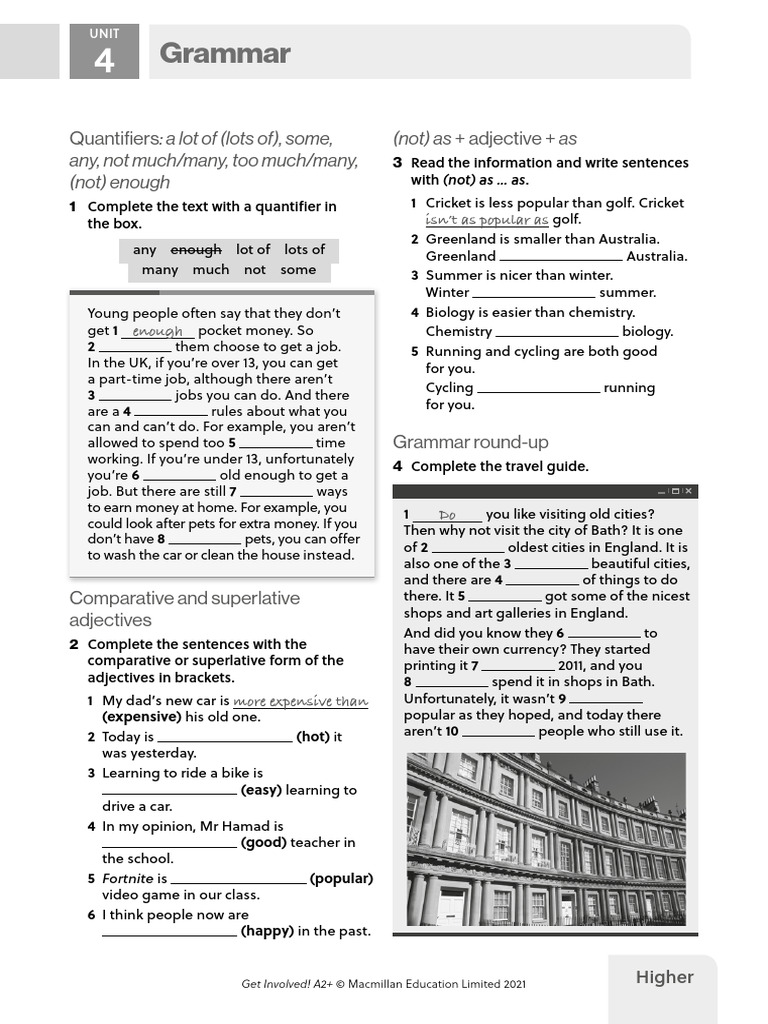 Grammar Unit: Quantifiers & Comparatives | PDF | Linguistics | Grammar