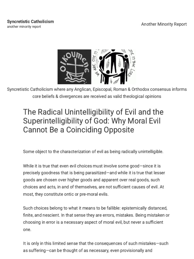 The Radical Unintelligibility of Evil and the Superintelligibili | PDF ...