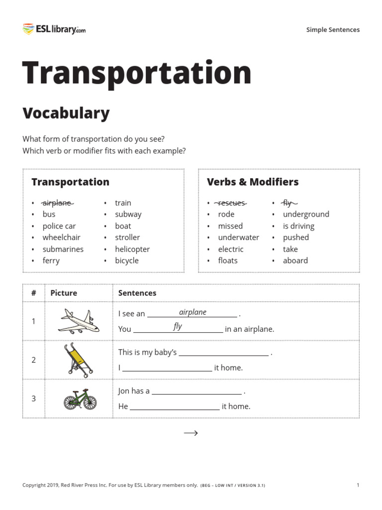 Transportation ESL | PDF | Linguistics
