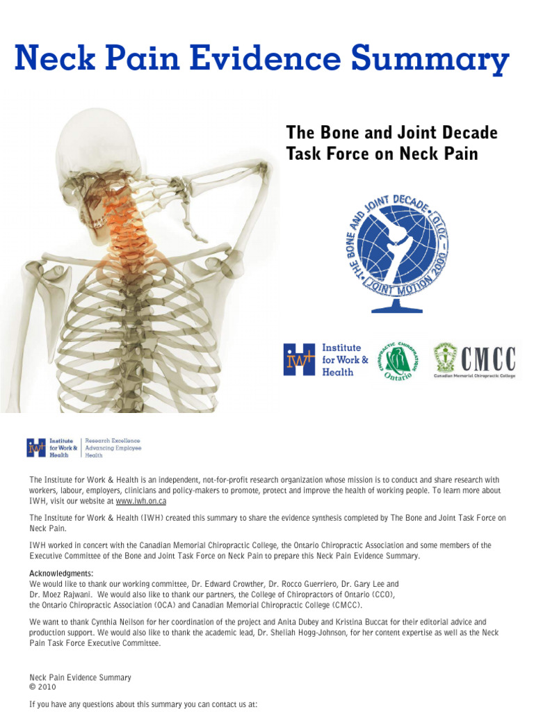 Neck Pain Evidence Summary Overview | PDF | Neurology | Pain