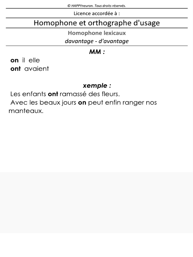 Homophones On Ont | PDF