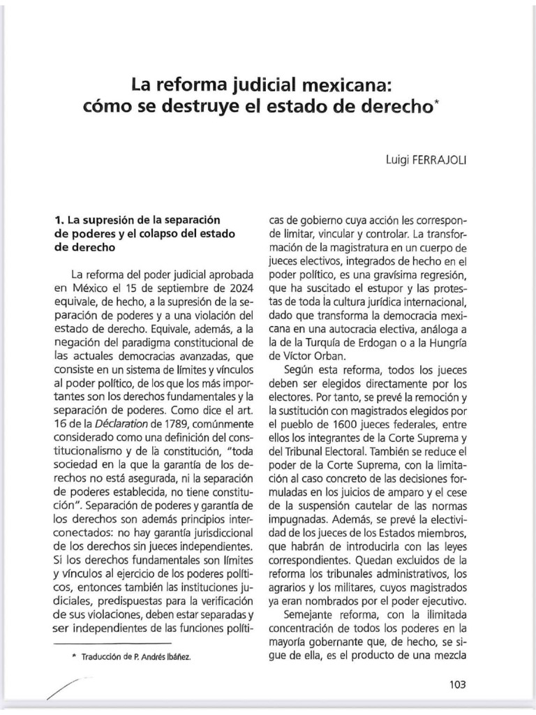 La Reforma Judicial Mexicana - Como Se Destruye El Estado de Derecho ...