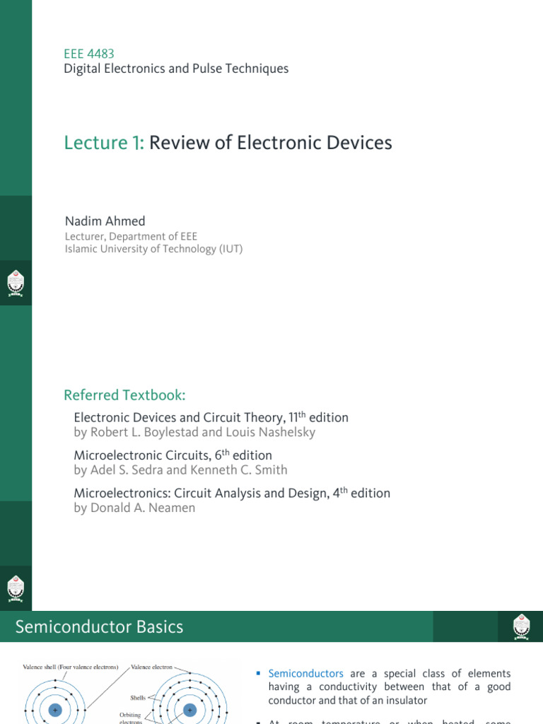 Lecture 1 - Review of Electronic Devices | PDF | Field Effect ...