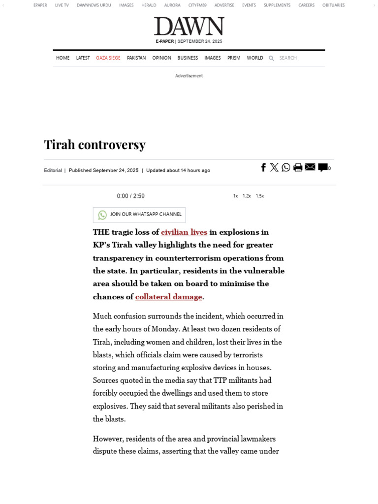 Tirah Controversy - Newspaper | PDF