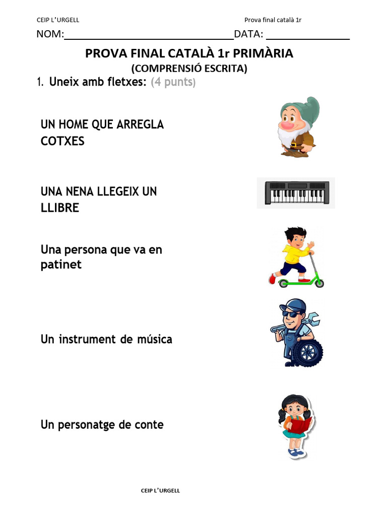 Prova Final 1r Català Urgell | PDF