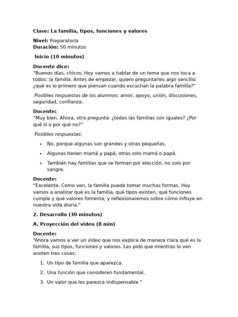 Tipos y Funciones de la Familia en Clase | PDF | Familia | Maestros