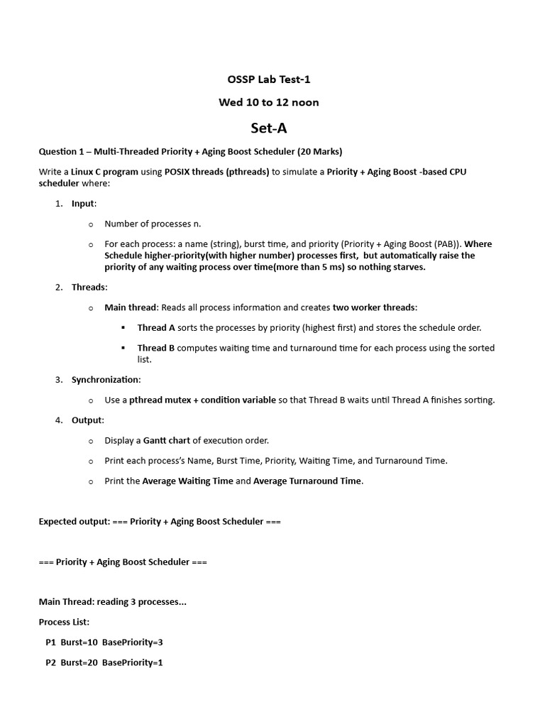 OSSP Lab Test-1 - Wed 10 To 12 Noon | PDF | Thread (Computing ...