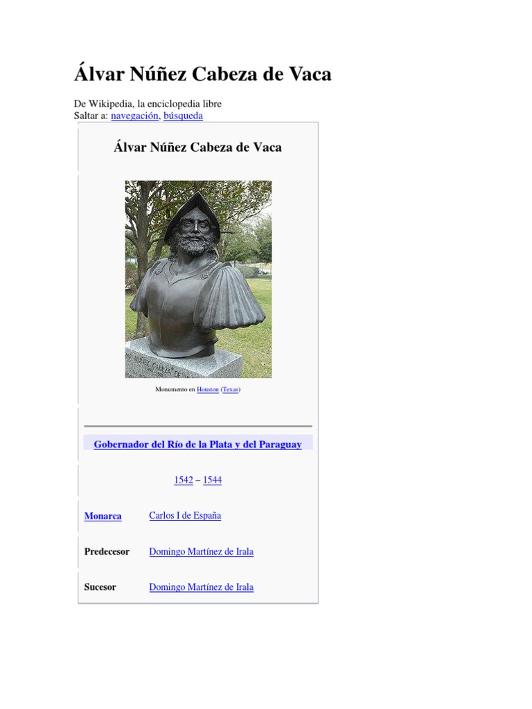 Álvar Núñez Cabeza de Vaca | Descargar gratis PDF | Exploración | Edad ...