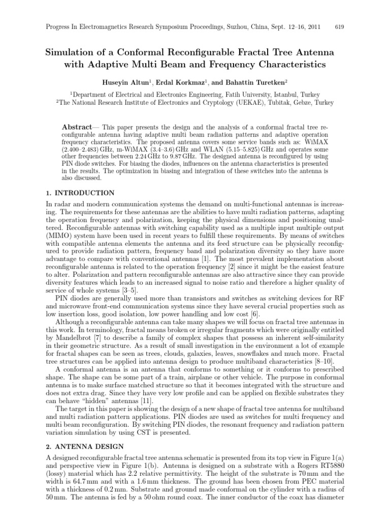 Simulation of A Conformal Reconfigurable Fractal Tree Antenna With ...