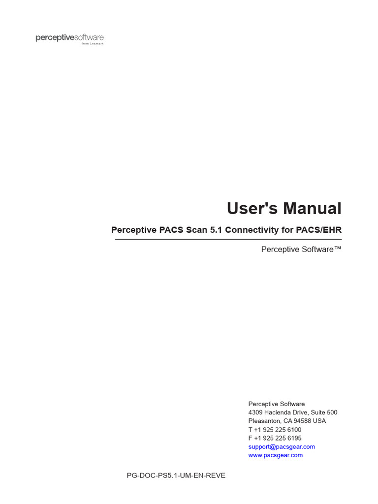 Perceptive PACS Scan 5.1 User Manual | PDF | Image Scanner | Computing