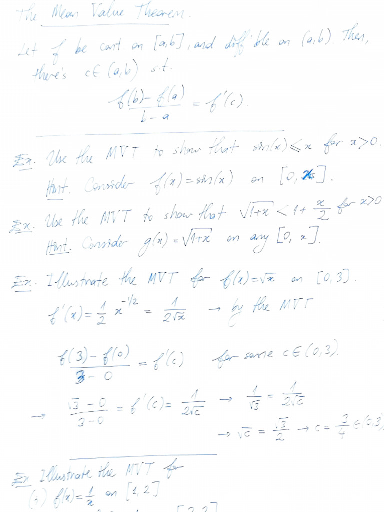 11 Mean Value THM | PDF