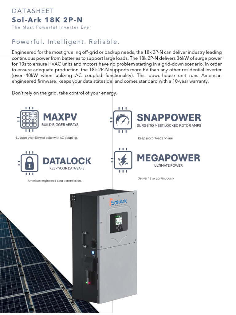 Sol-Ark 18K Inverter Spec Sheet | PDF | Power Inverter | Electrical Grid