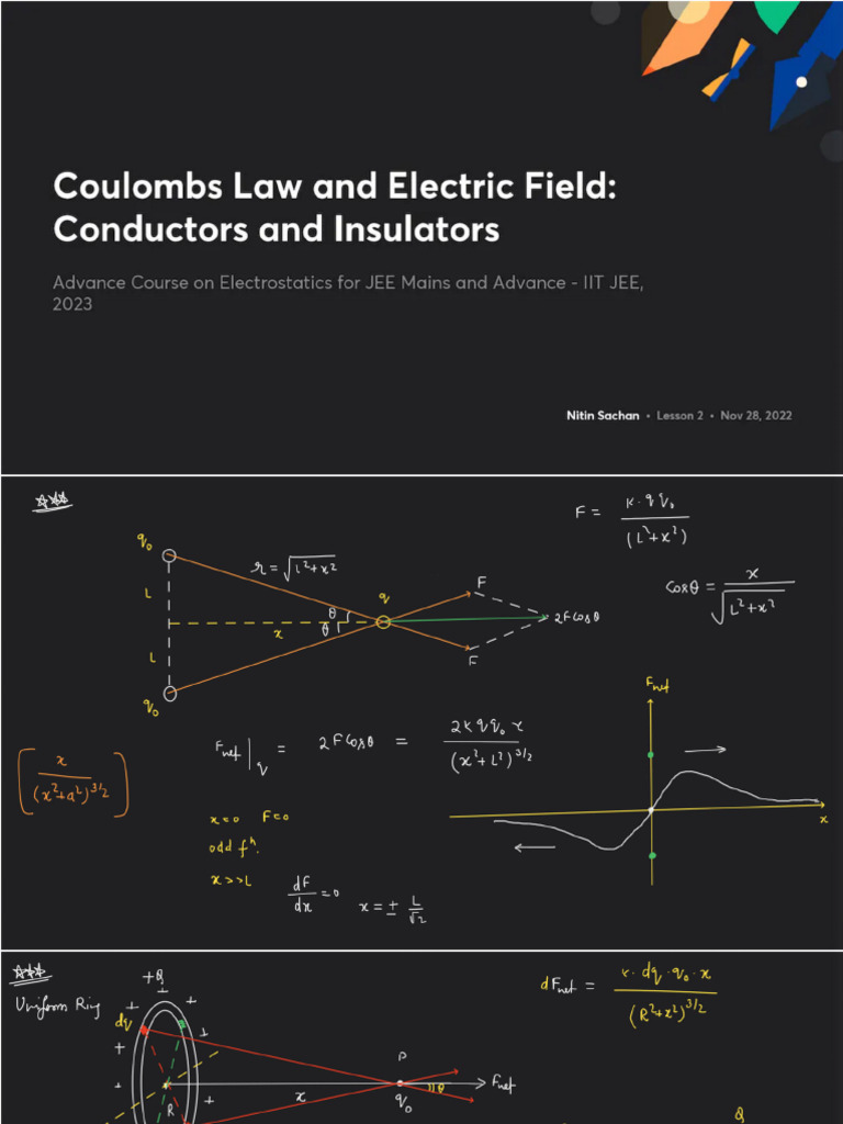 Coulombs Law and Electric Field Conductors and Insulators With Anno | PDF