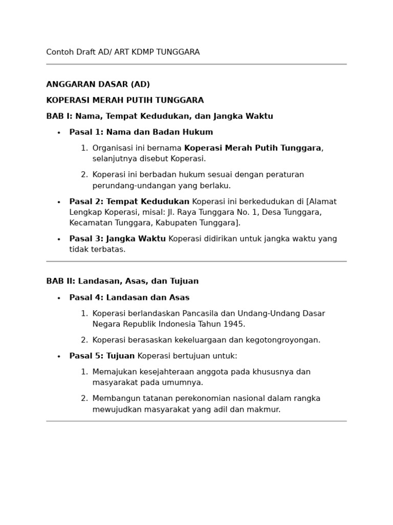 Contoh Draft AD | PDF