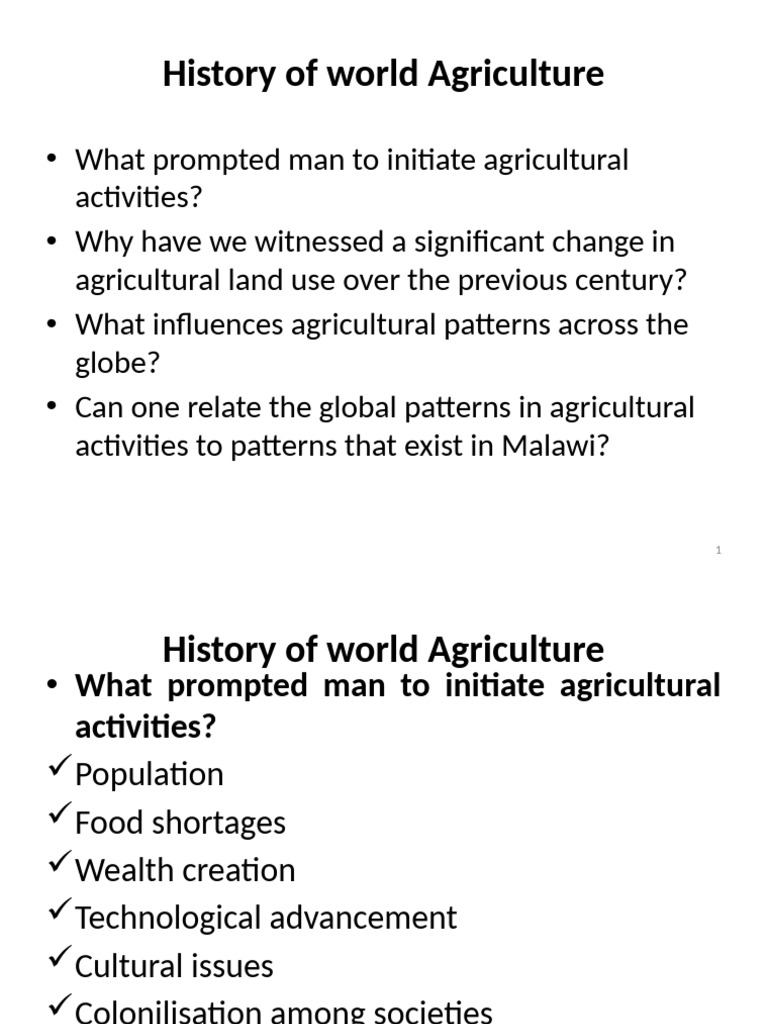 Global Agricultural History and Impact | PDF | Agriculture | Intensive ...