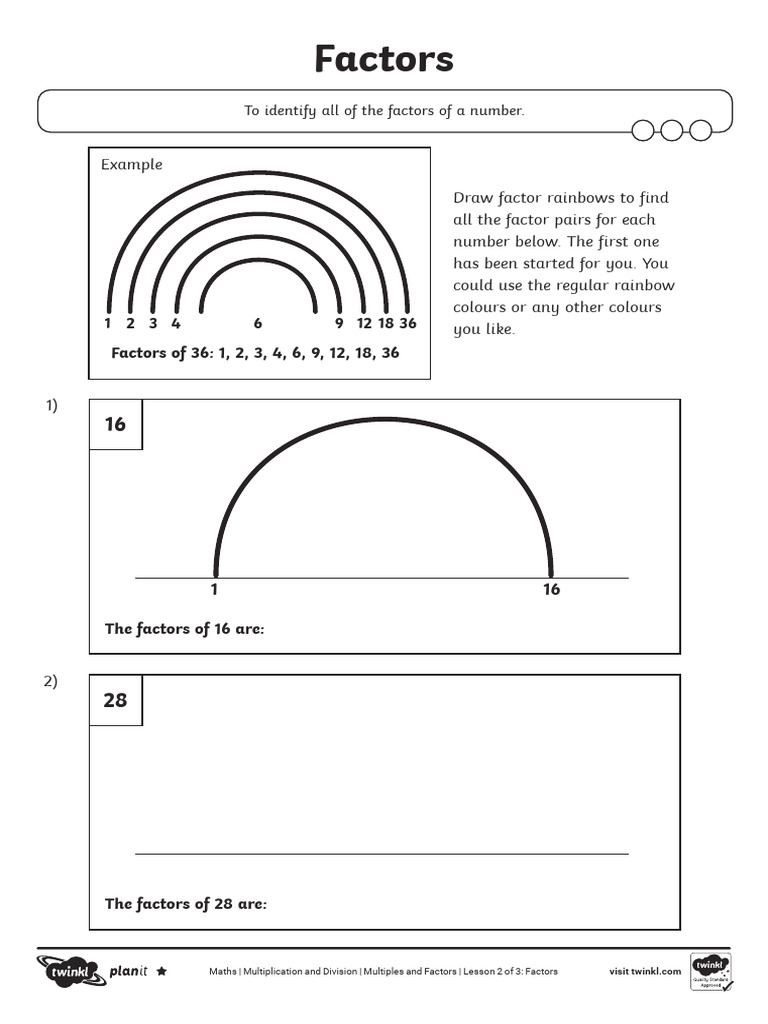 Factor Rainbows: Finding Factor Pairs | PDF